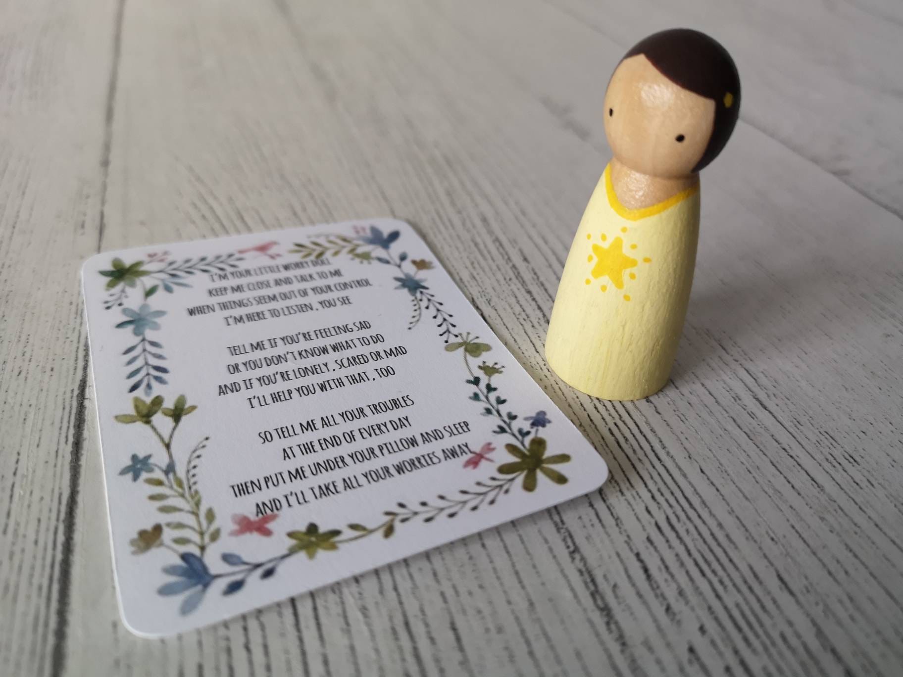 Worry Doll Wooden Peg Doll With Original Poem Perfect for - Etsy