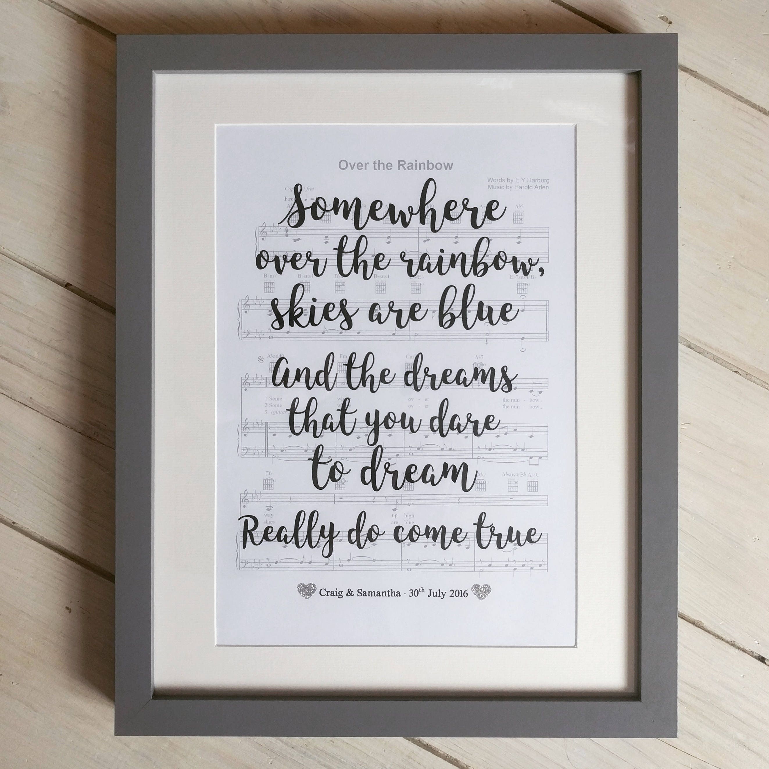 Personalised First Dance Song Lyrics framed SHEET MUSIC | Etsy