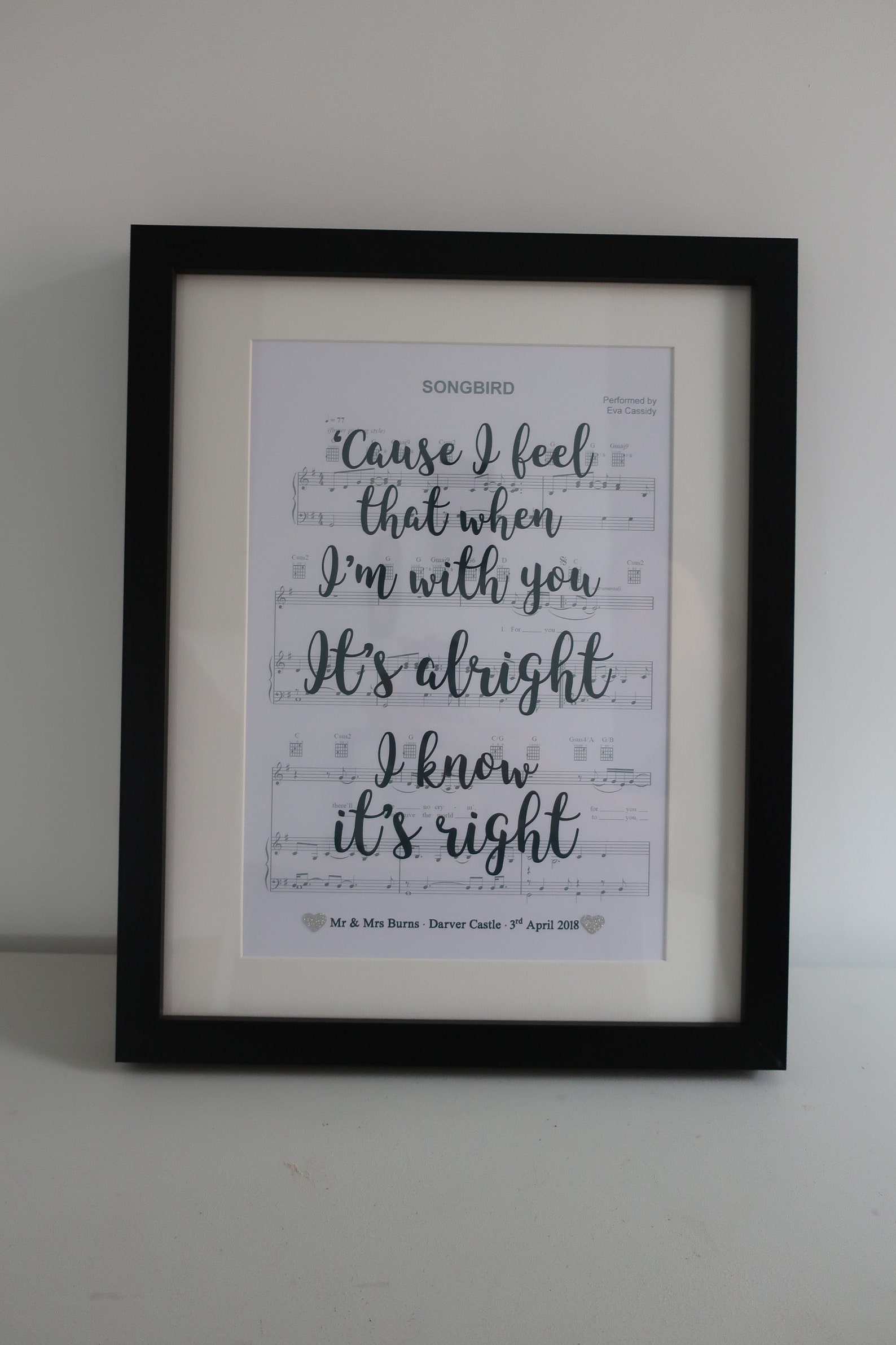 Personalised First Dance Song Lyrics framed SHEET MUSIC | Etsy