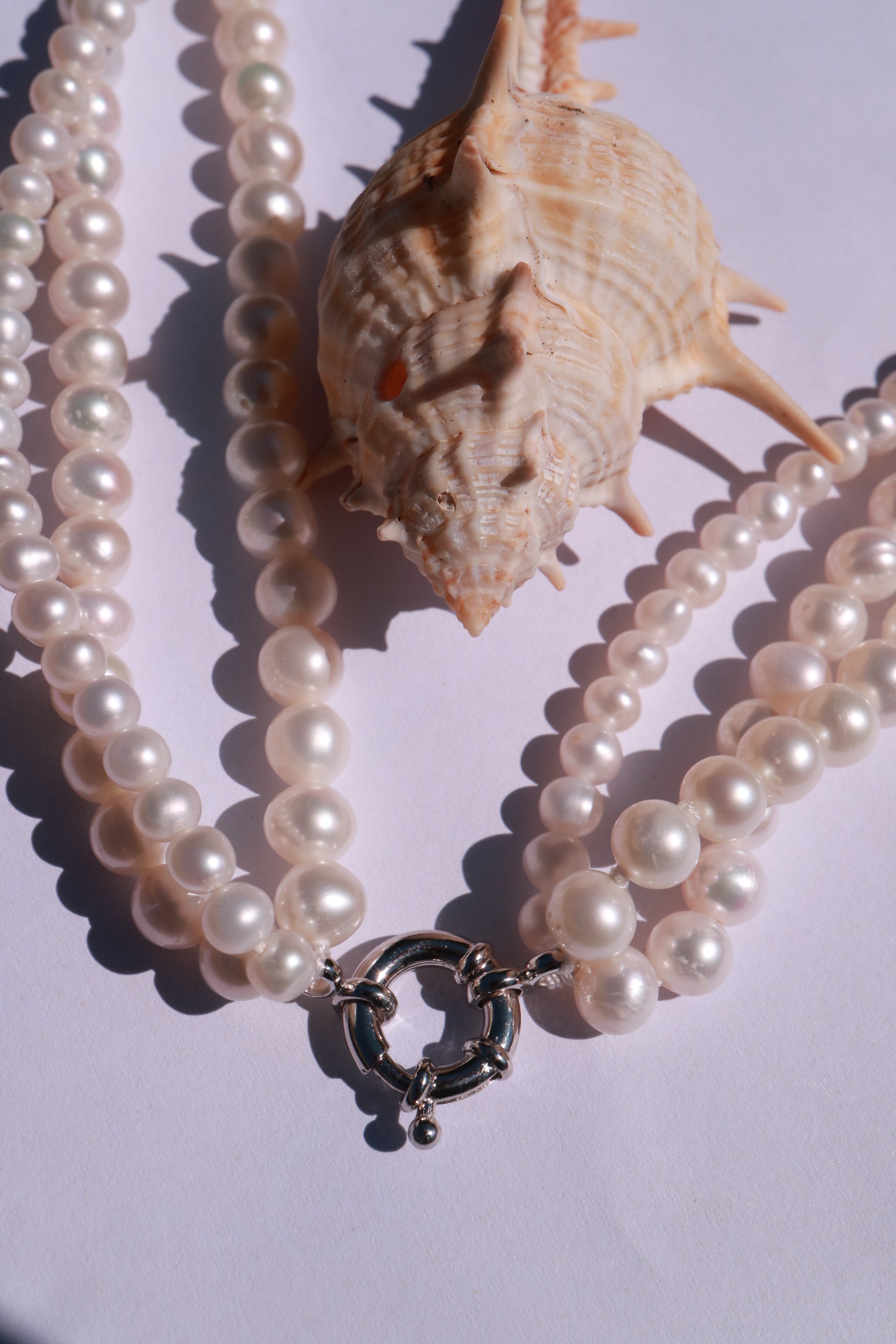 Triple 3 Rows Pearl Choker Necklace, Twisted Pearls Bridal Necklace ...