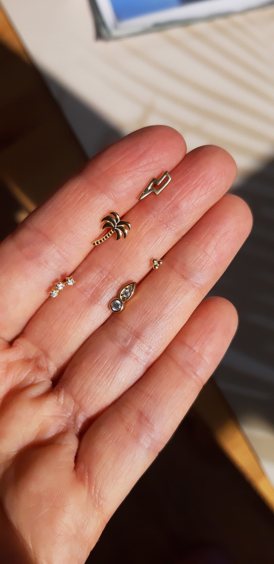 Set of 5 Pairs Silver Stud Earrings, Tiny Gold Studs, Mix and Match ...