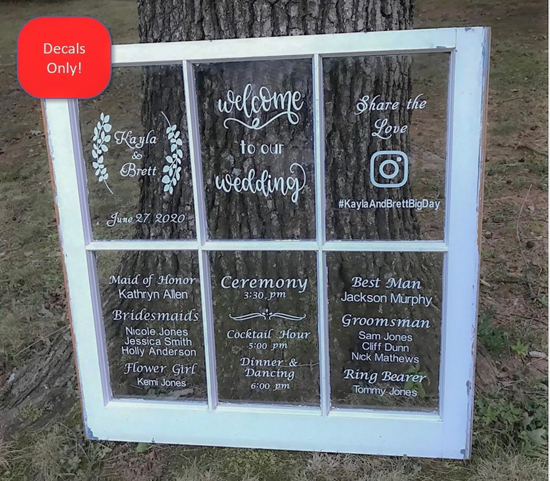 Rustic Wedding Window Decals, Window Decals for Wedding, DYI Wedding ...