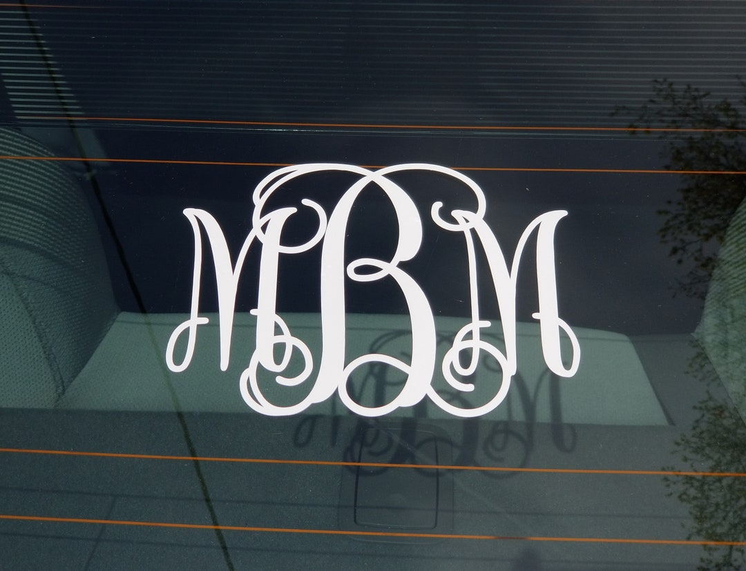 Custom Vine Monogram Vinyl Decal, Monogram Car Decal, Laptop Decal ...