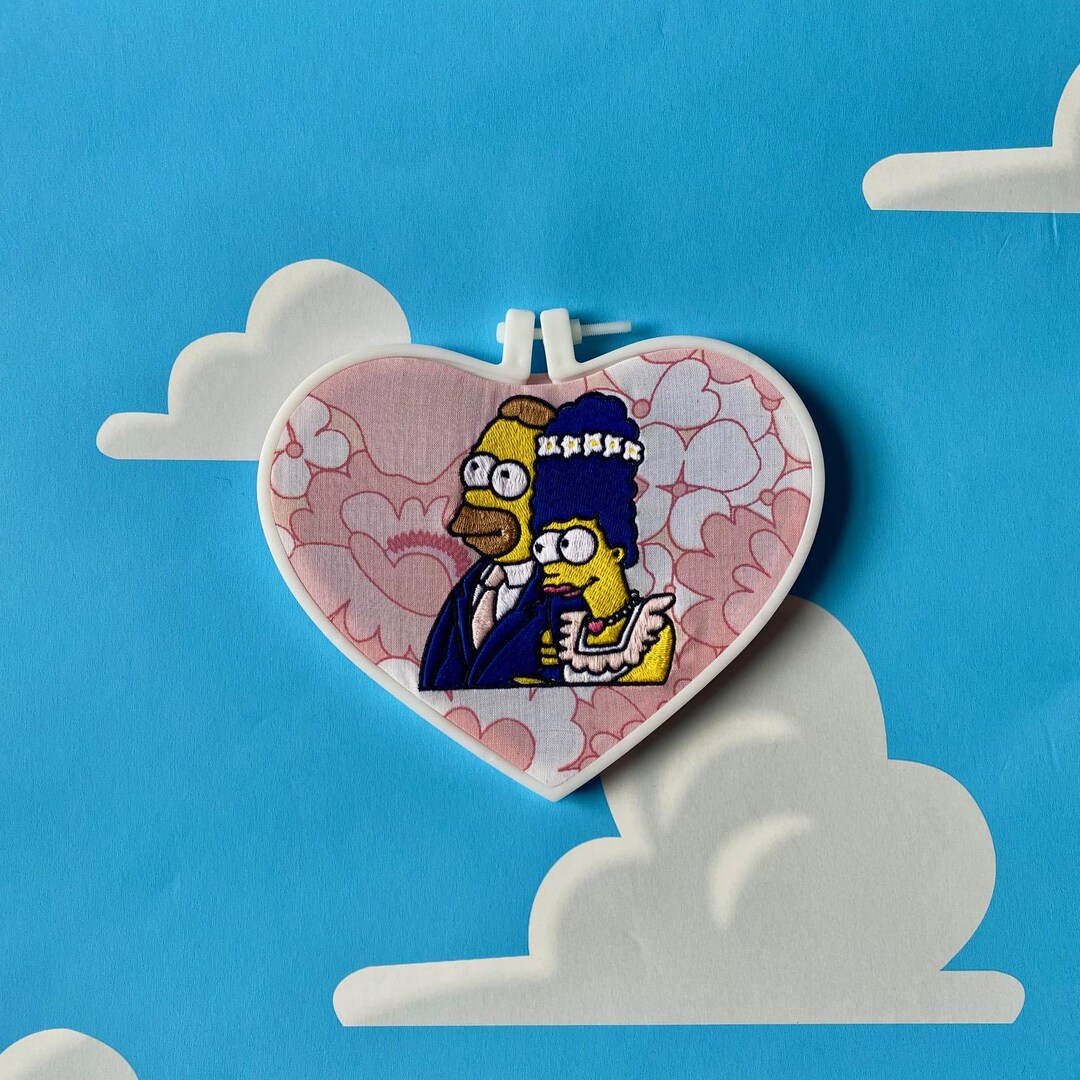 H&M - the Simpsons Floral Heart Embroidery Hoop Wall Art - Etsy