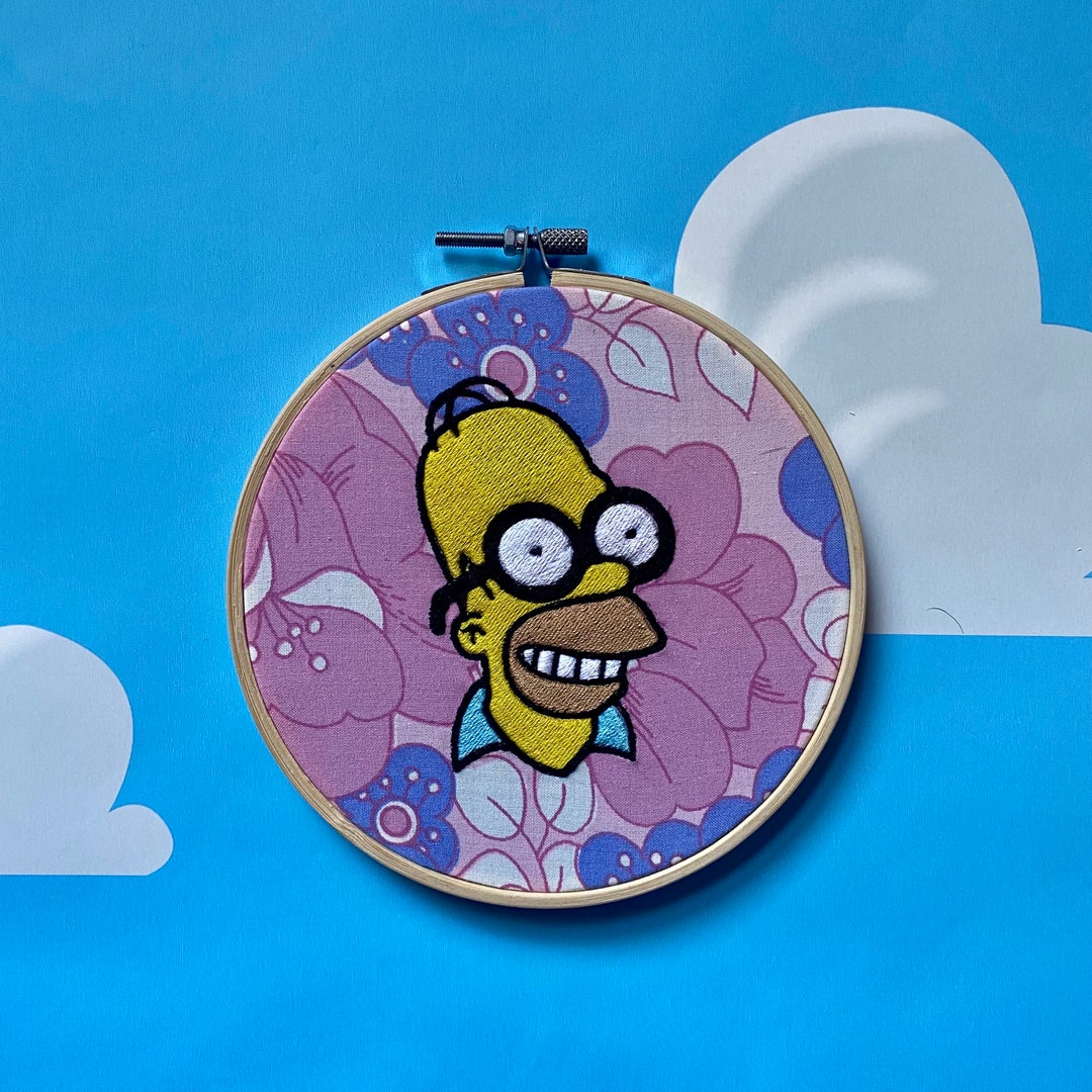HOMER SIMPSON the Simpsons Floral Embroidery Hoop Wall Art - Etsy