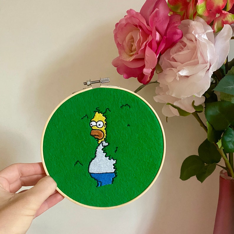 Homer Backing Into Bushes The Simpsons Embroidery | Etsy