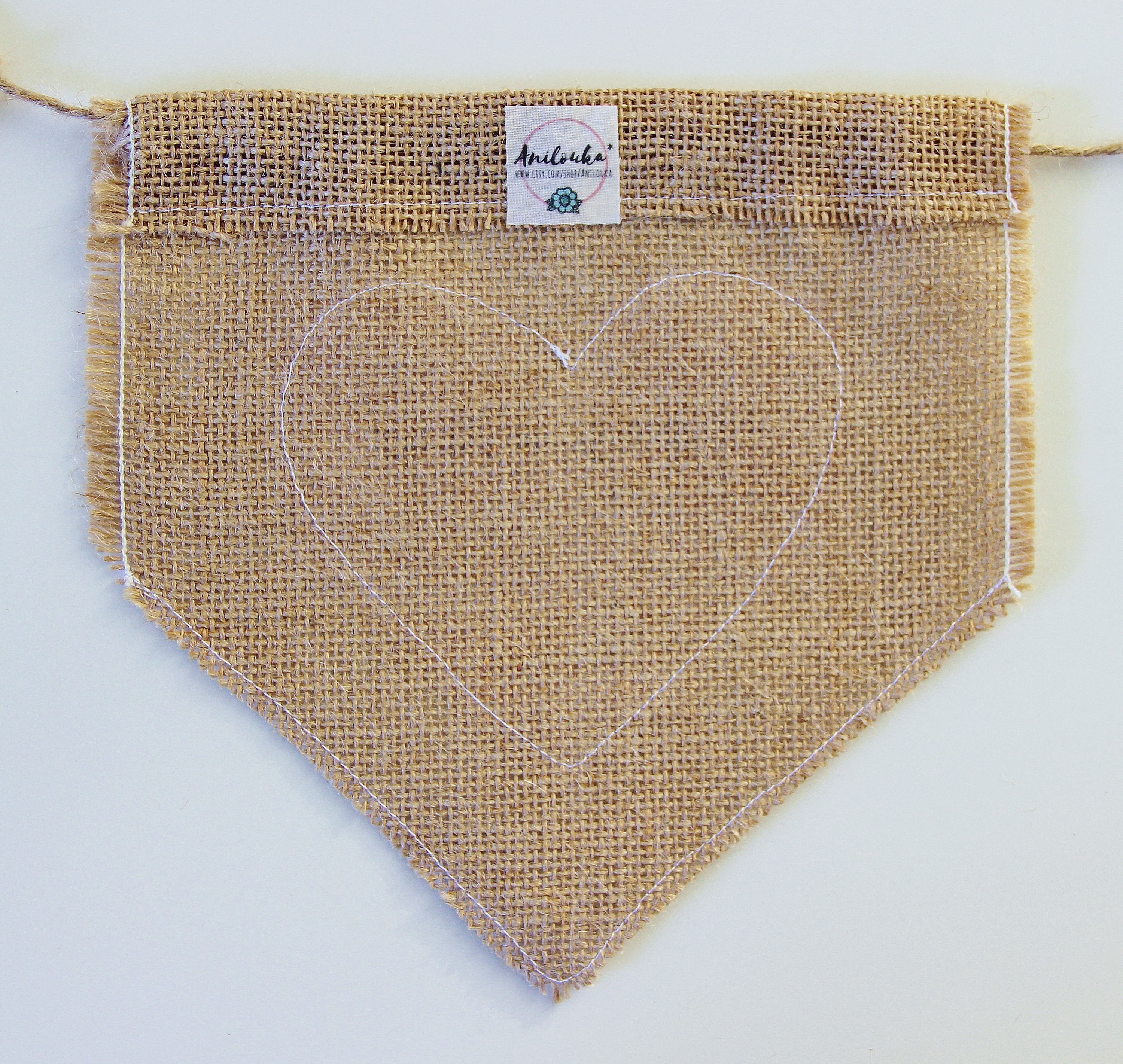 Burlap Flag Pennant Banner Burlap Flag Bunting Heart | Etsy
