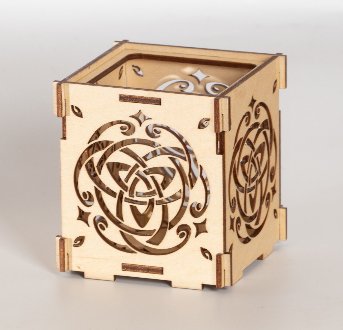 Triquetra Celtic Spirit Wooden Shadow Lantern Candle Holder / - Etsy