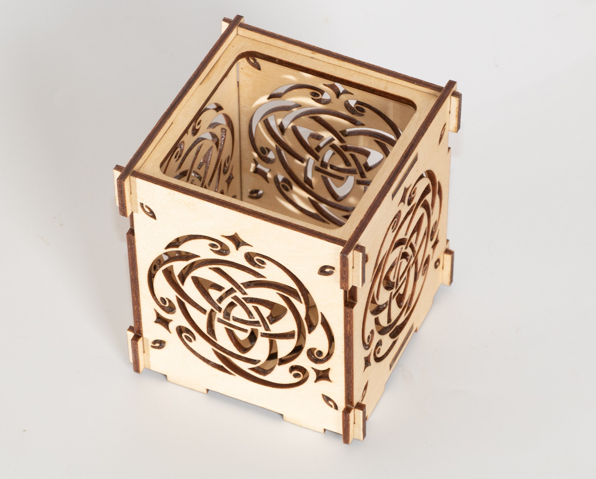 Triquetra Celtic Spirit Wooden Shadow Lantern Candle Holder / - Etsy