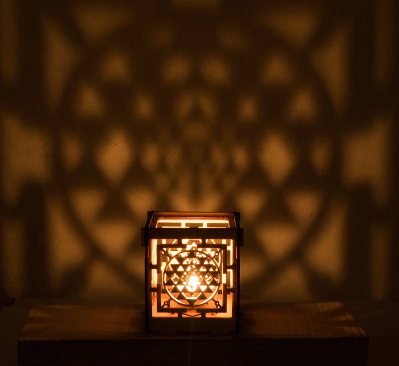 Tibetan Hindu Sri Yantra Wooden Tealight Shadow Lantern Candle - Etsy India