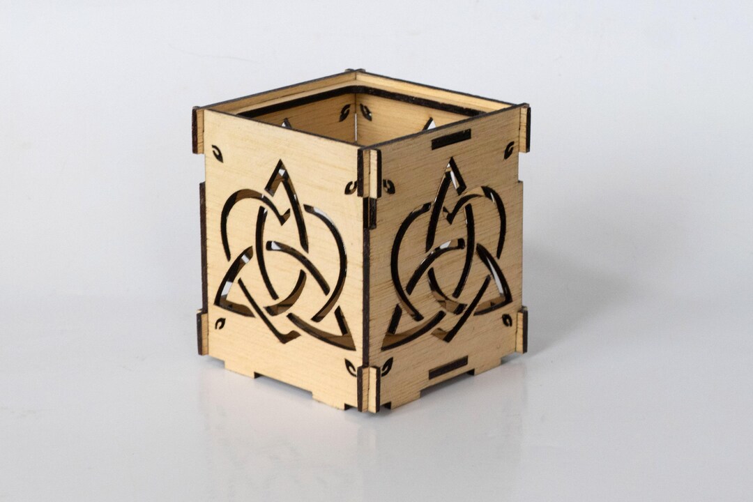 Triquetra Heart Celtic Spirit Wooden Shadow Lantern Candle Holder ...