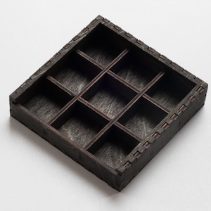 Wood Box With 3x3 Compartments and Engraved Removable Lid, 4x4" / Two ...