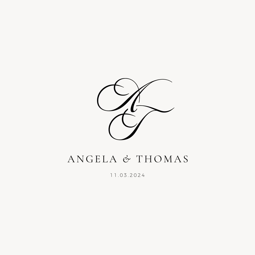 Script Elegant Wedding Monogram Logo Design, Customizable Wedding ...