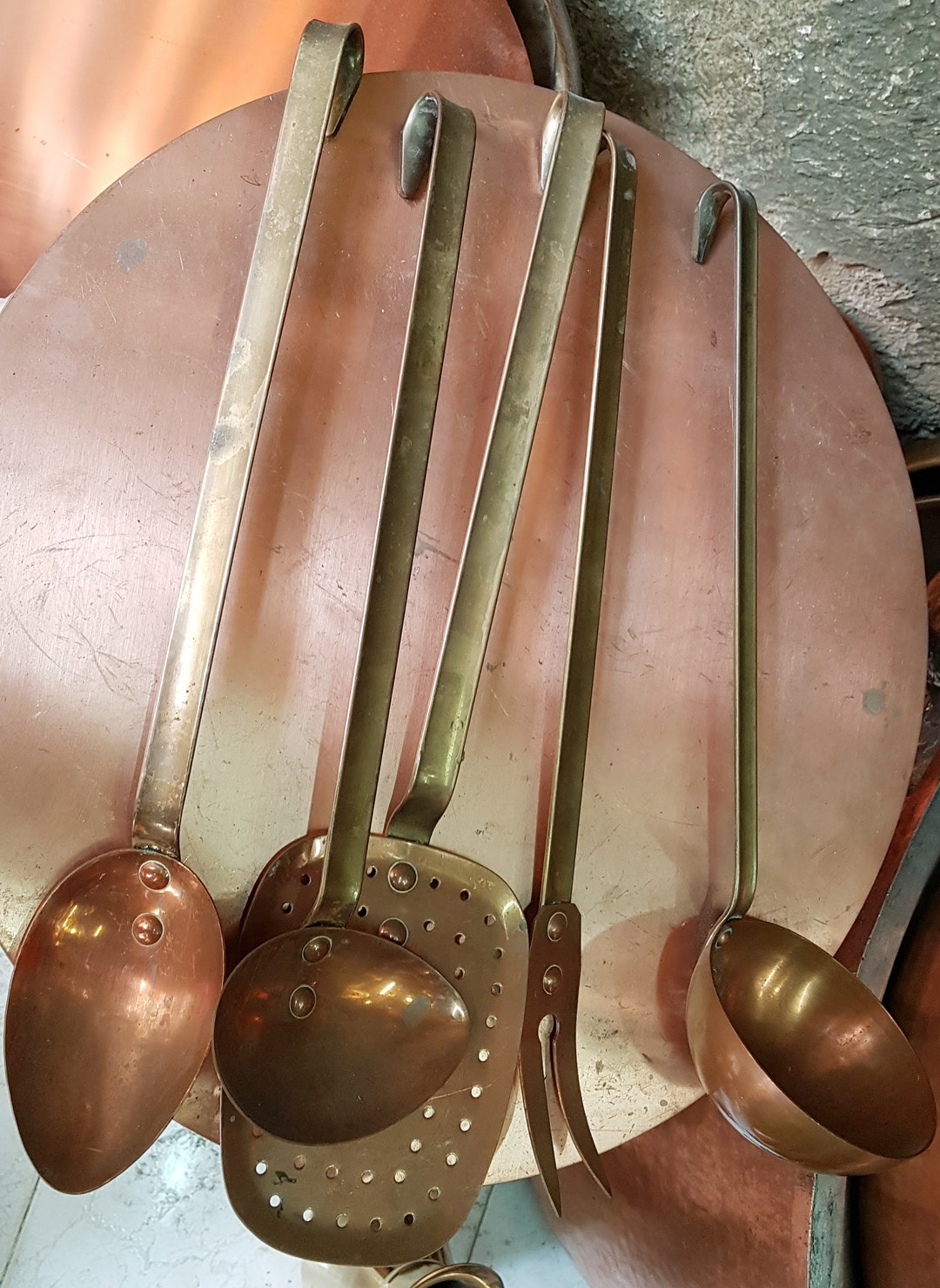 Cooking Utensils, Copper Cooking Utensils, 5 Cooking Utensils, Vintage ...