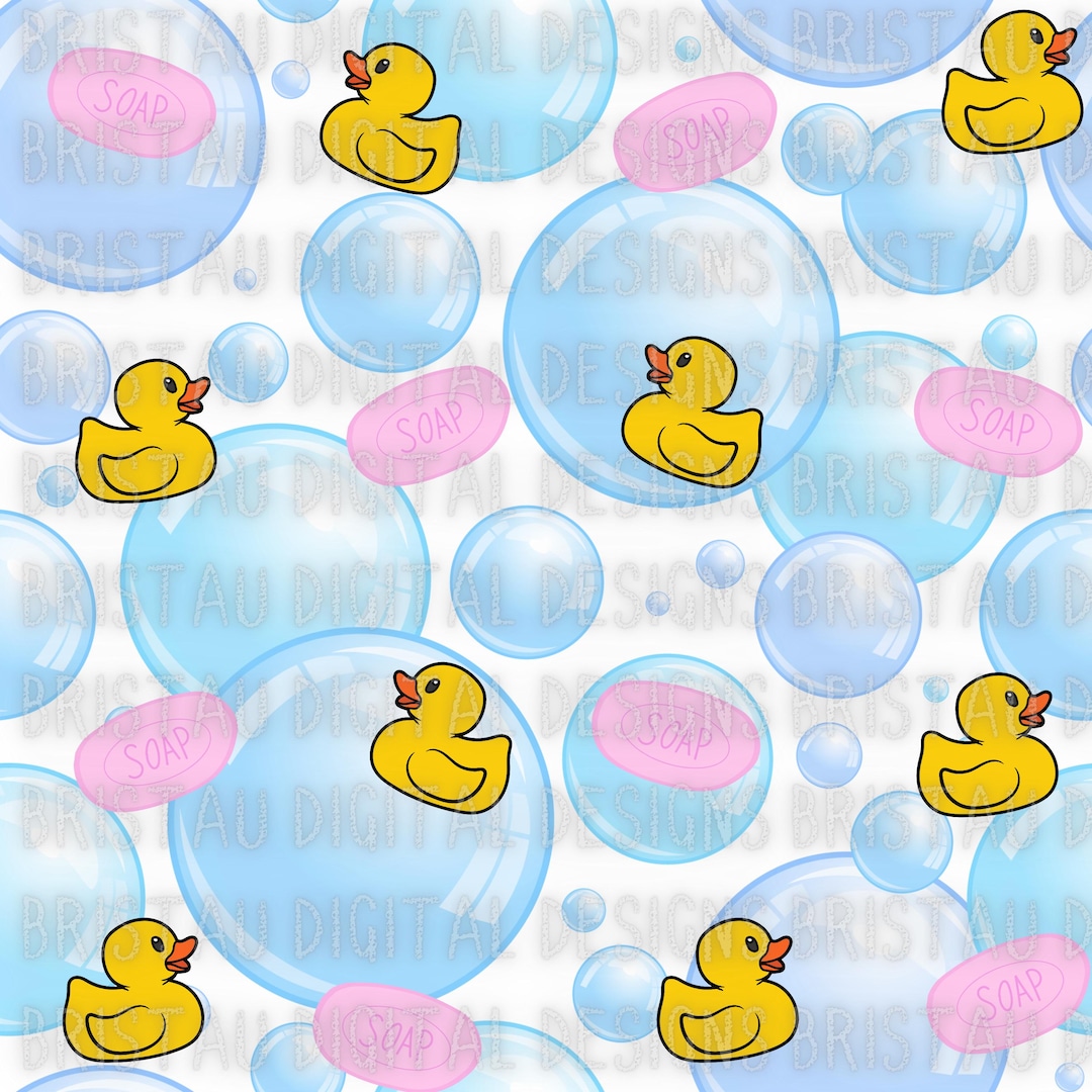 Splish Splash rubber Duckies Seamless Pattern Bath Time Bubbles & Soap ...