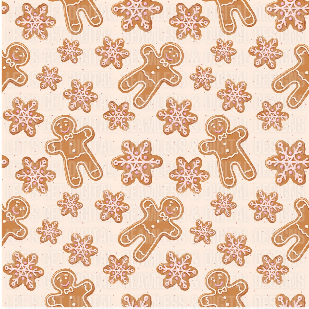 Gingerbread Cookie Seamless Pattern: Christmas PNG (digital Download ...