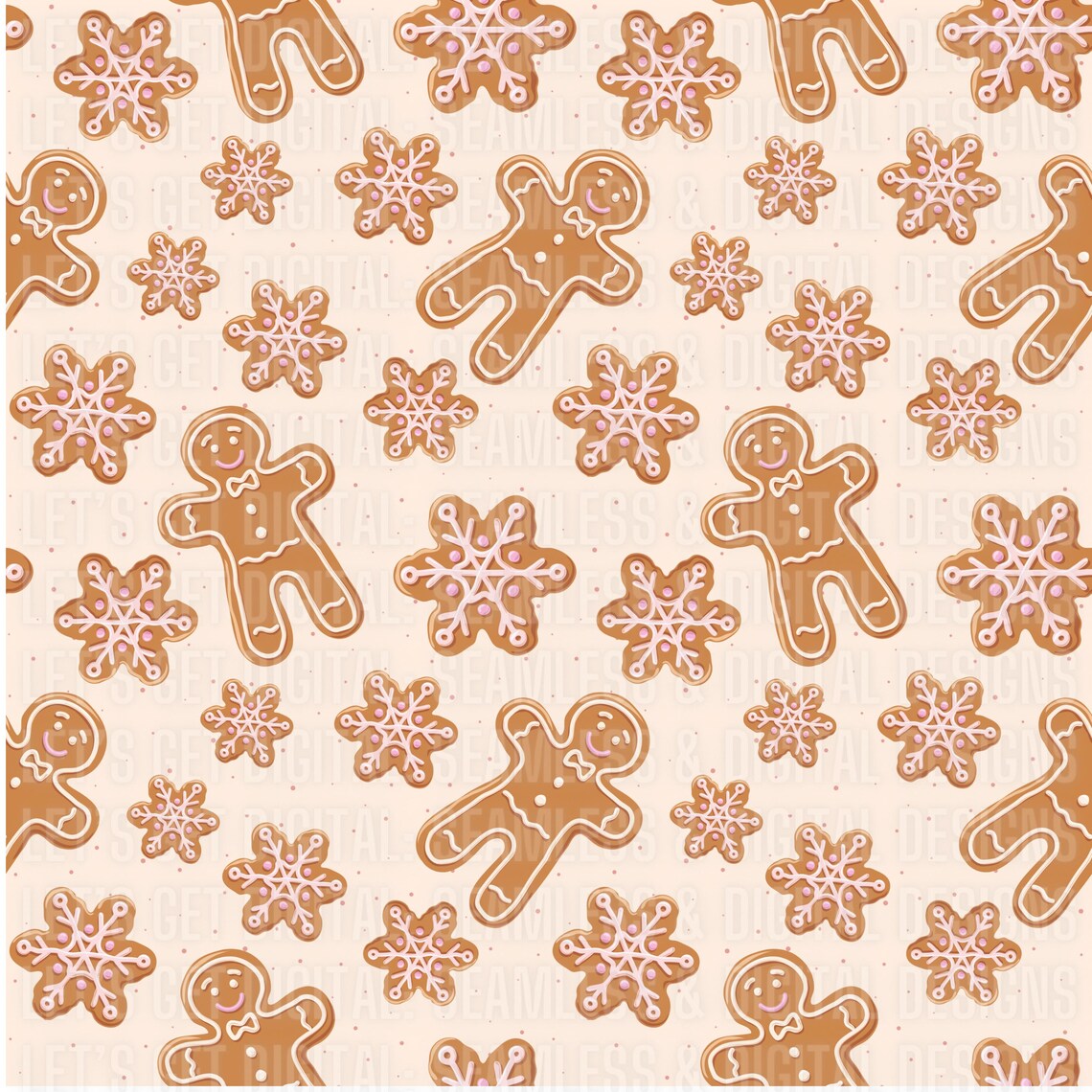 Gingerbread Cookie Seamless Pattern: Christmas PNG (digital Download ...