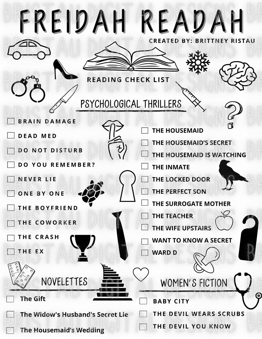 Freidah Readah Book Checklist - Digital Download - Printable - Etsy