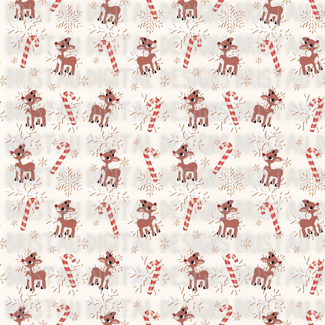 Red-nosed Reindeer Christmas Seamless Pattern (PNG Digital Download) - Etsy