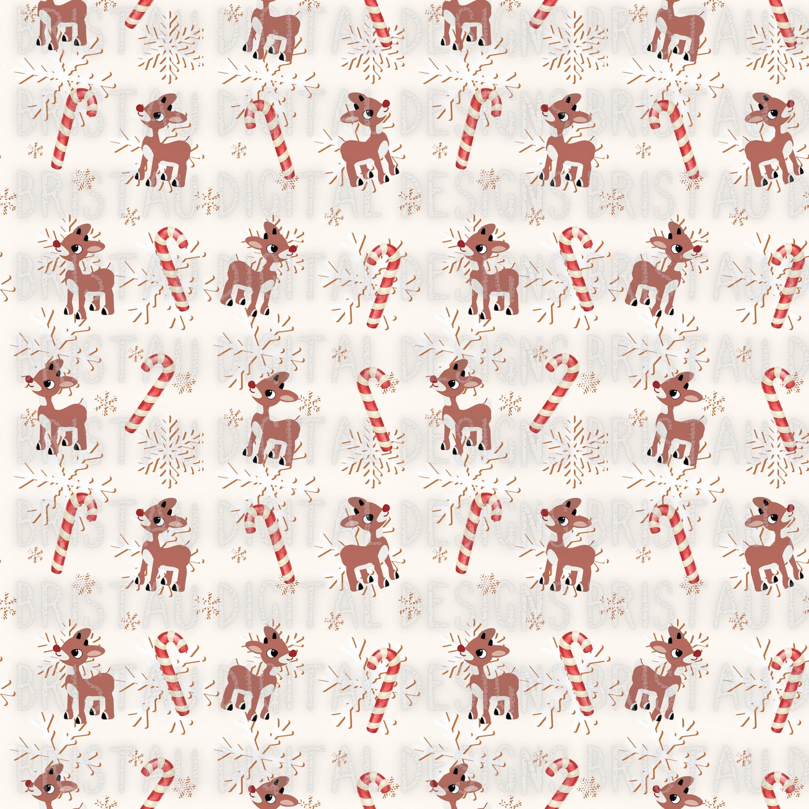 Red-nosed Reindeer Christmas Seamless Pattern (PNG Digital Download) - Etsy