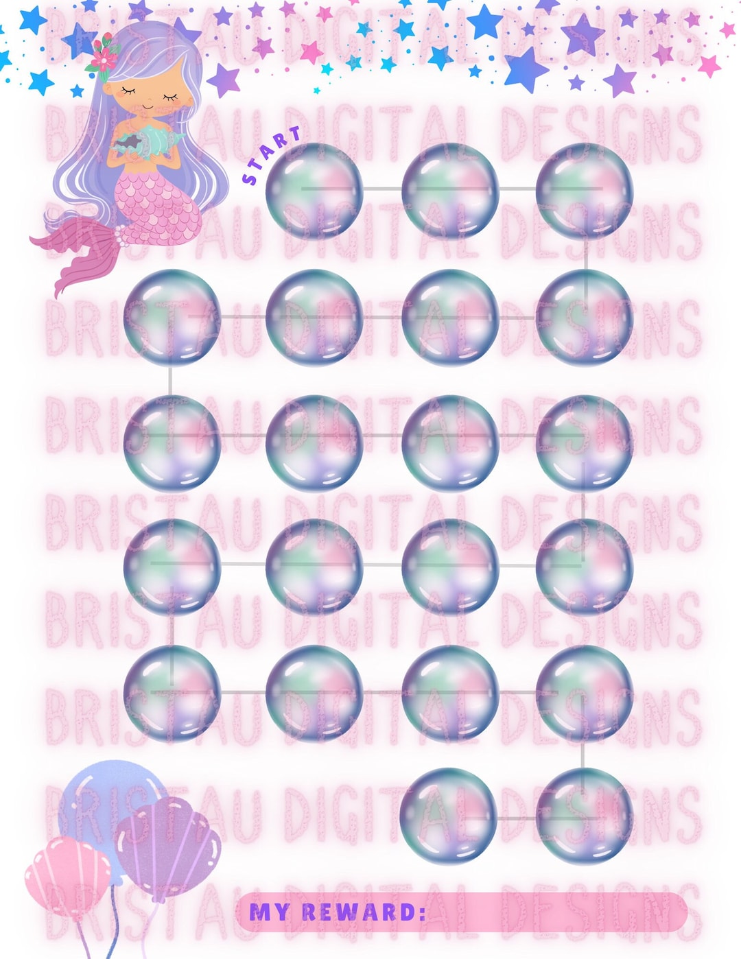 Mermaid Potty Training Chart Print - Etsy