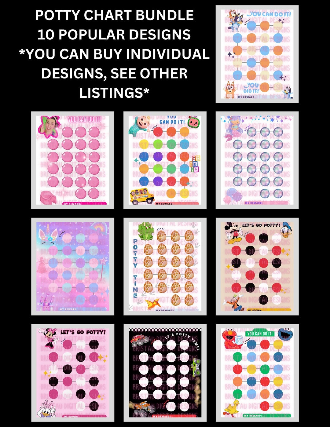 POTTY CHART BUNDLE Printable - Etsy