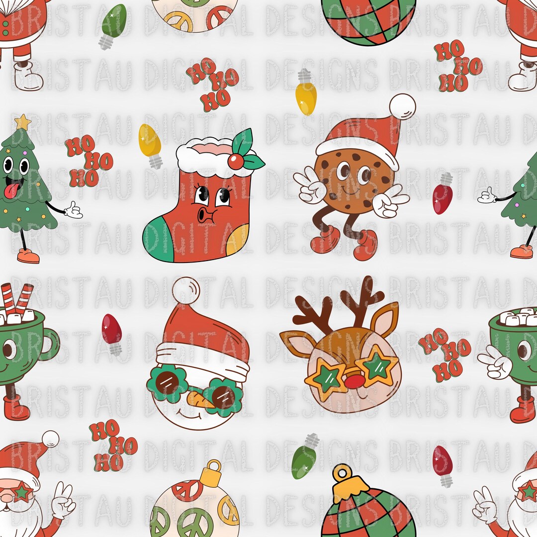Jolly Holiday Friends Seamless Design | Digital Download PNG ...