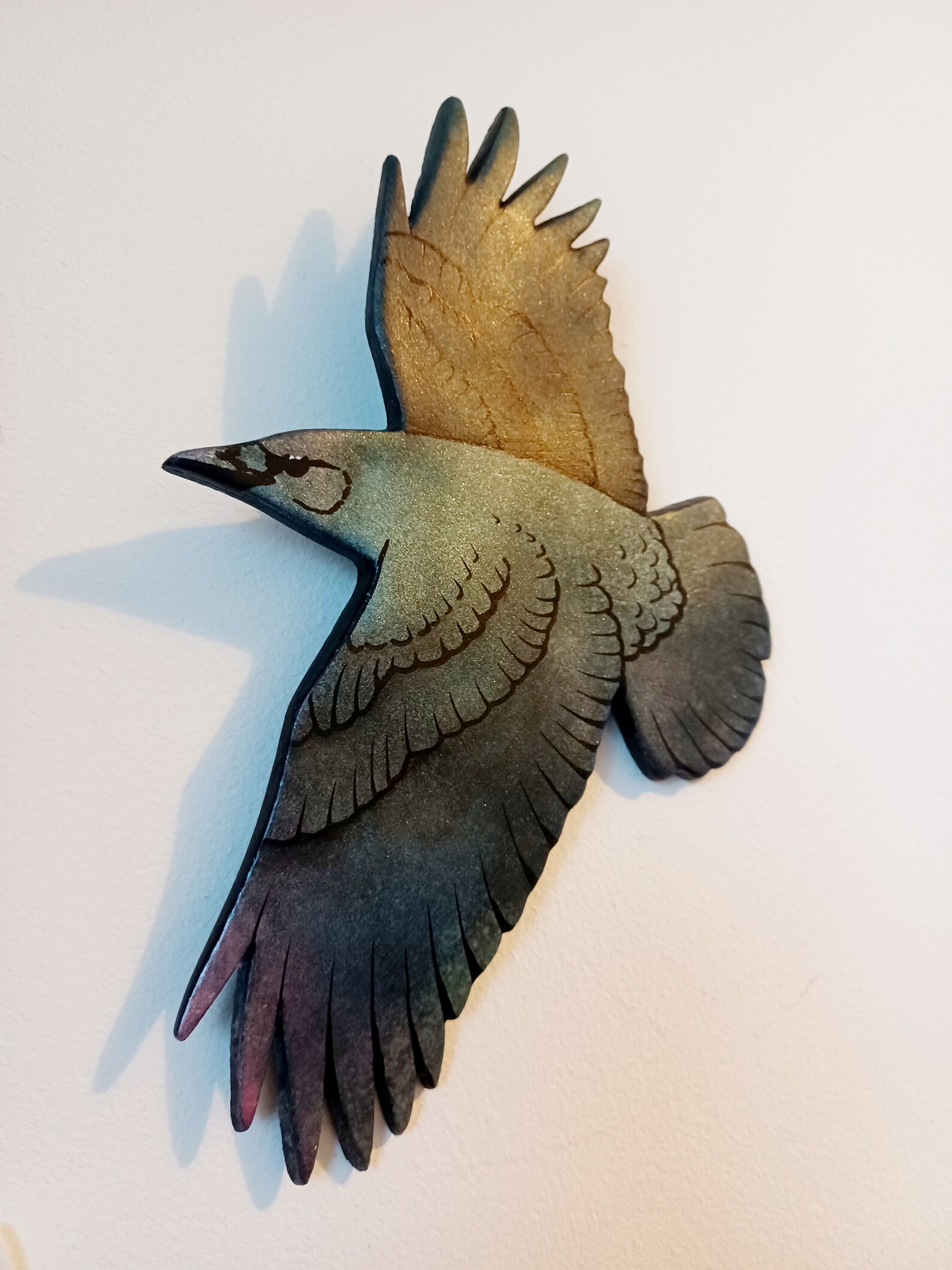 Ceramic Iridescent Flying Crow Wall Decor - Etsy
