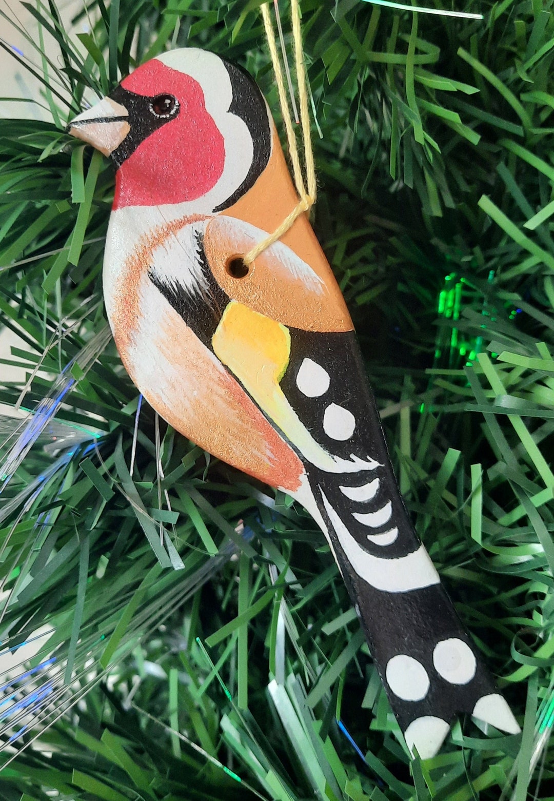 Ceramic Goldfinch Hanging Christmas Decoration - Etsy