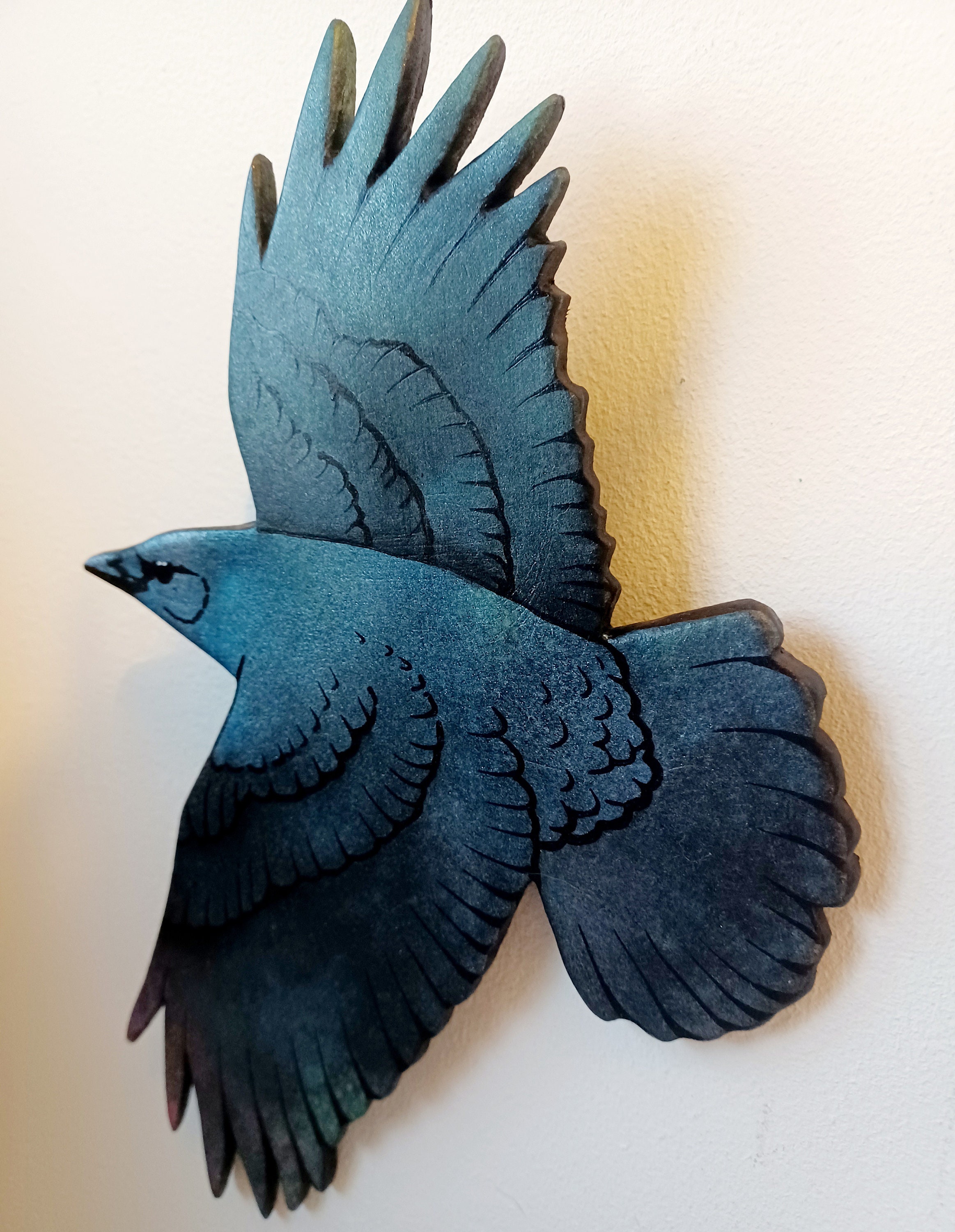 Ceramic Iridescent Flying Crow Wall Decor - Etsy