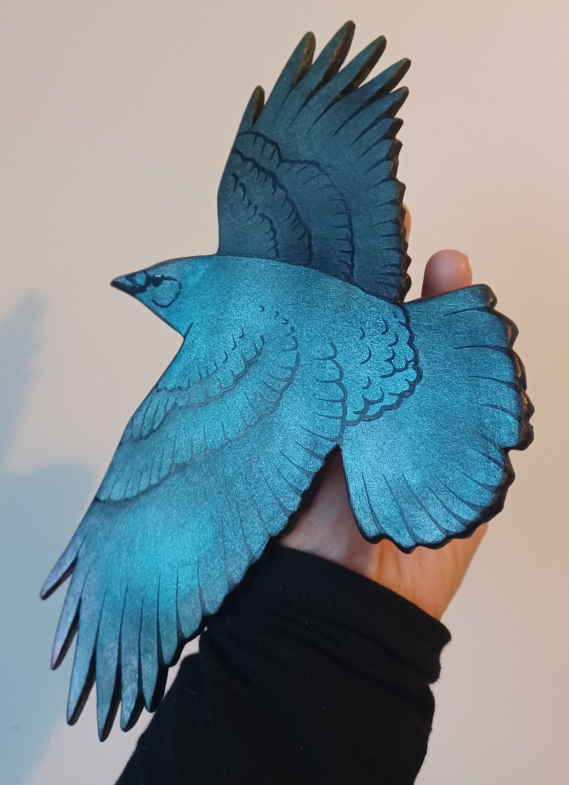 Ceramic Iridescent Flying Crow Wall Decor - Etsy