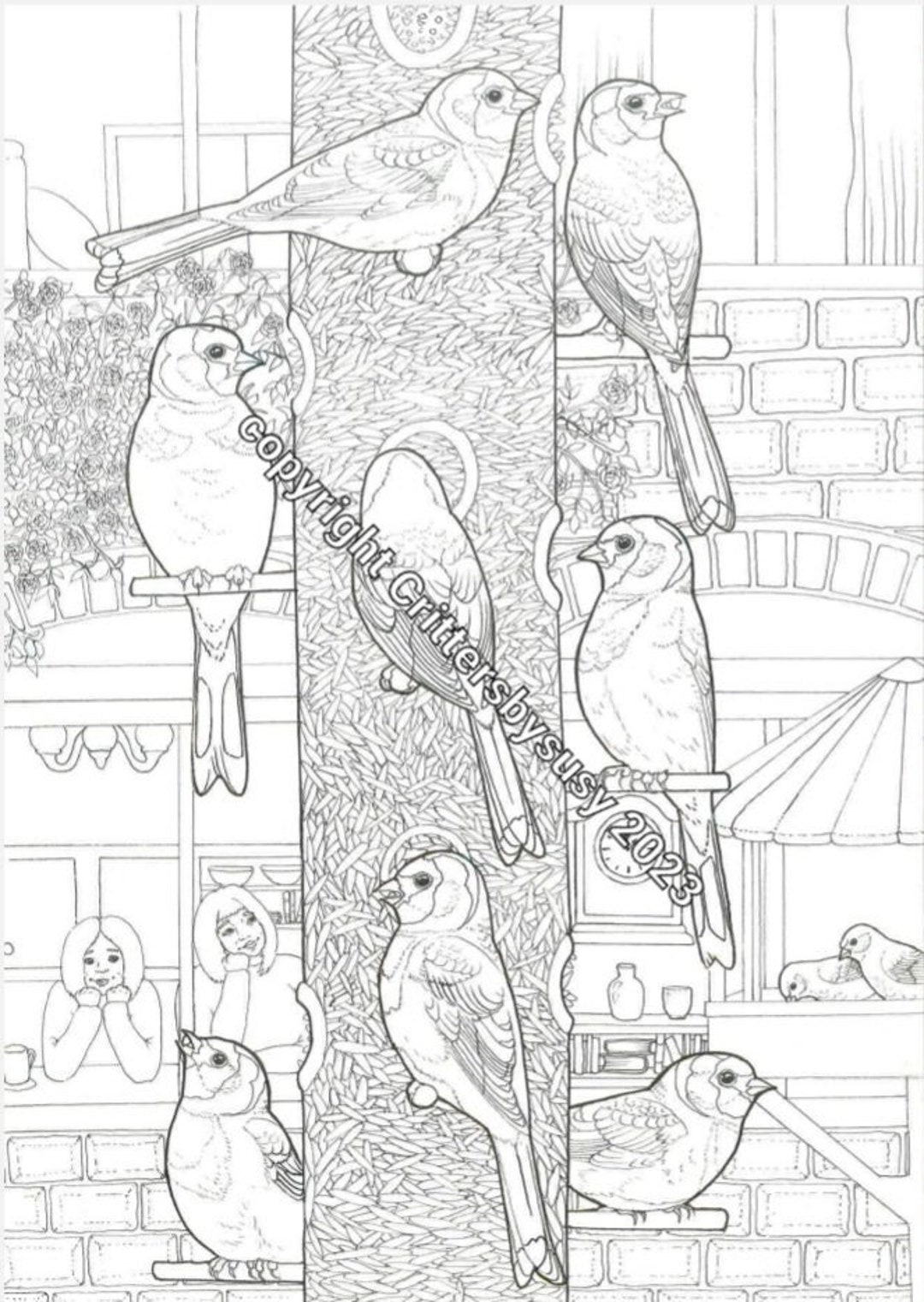 Garden Birds Colouring Sheet: Goldfinches - Etsy