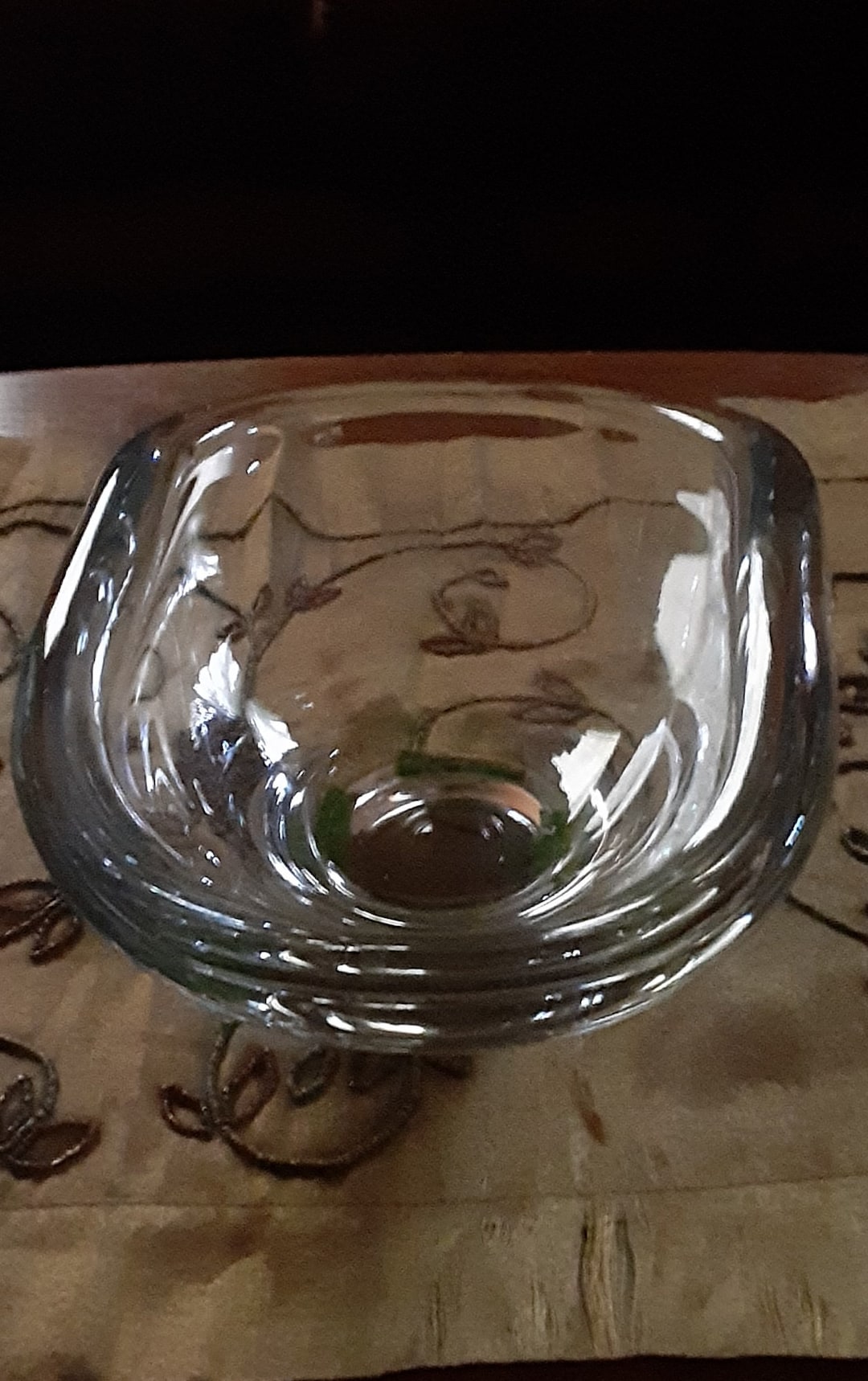 Vintage Clear Glass Bowl Murano Style Heavy Glass Coffee Table Glass ...