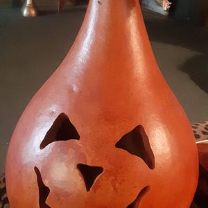 Large Gourd With Jack O Lantern Face Vintage Carved Gourd 11 Inch ...