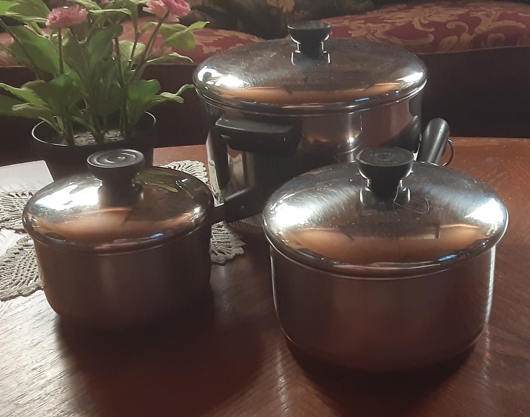 Vintage Set of 3 Revere Ware Pots and Pans Vintage Revere Ware Saucepan ...