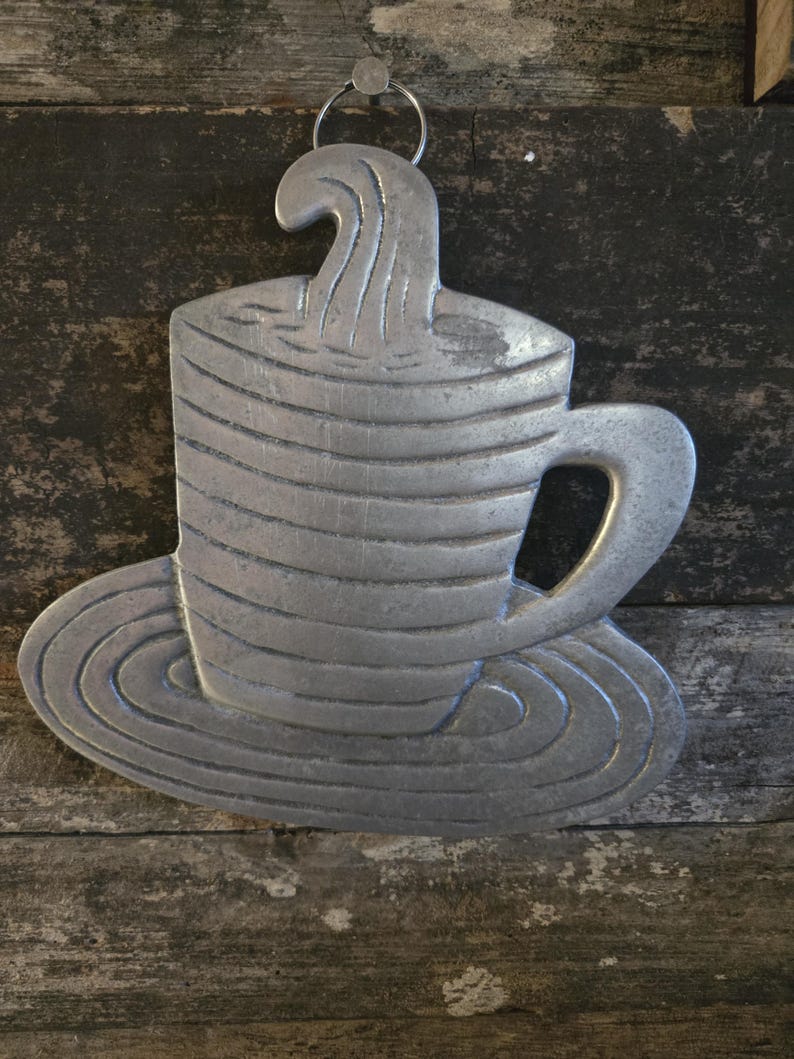 Vintage Cast Aluminum Coffee Cup Trivet Barware Coffee Bar Deli ...