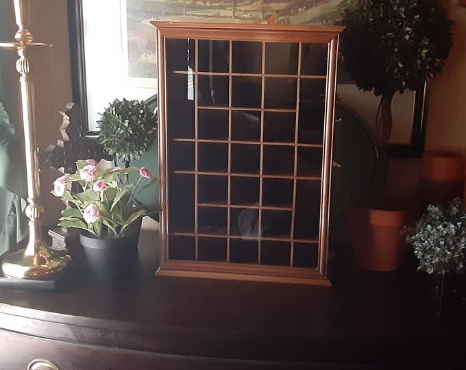 Wonderful Vintage Wooden Display Cabinet With Glass Door. Hanging Wall ...