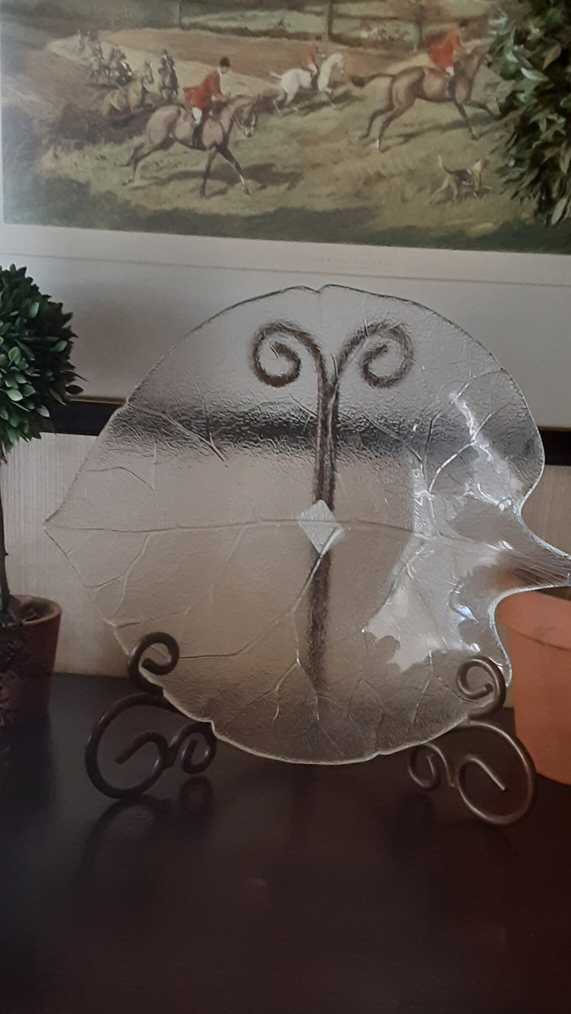 Vintage French Clear Glass Leaf Bowl: Aspen Design Centerpiece - Etsy