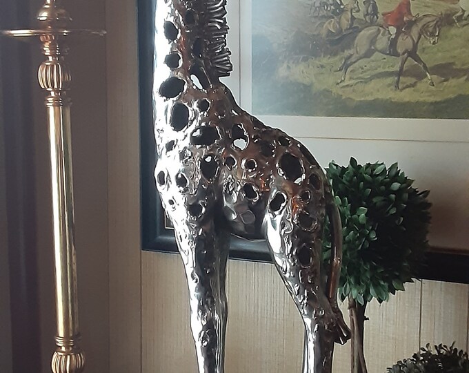 Fabulous Vintage Very Large Silver Giraffe Statue Giraffe Figurines ...