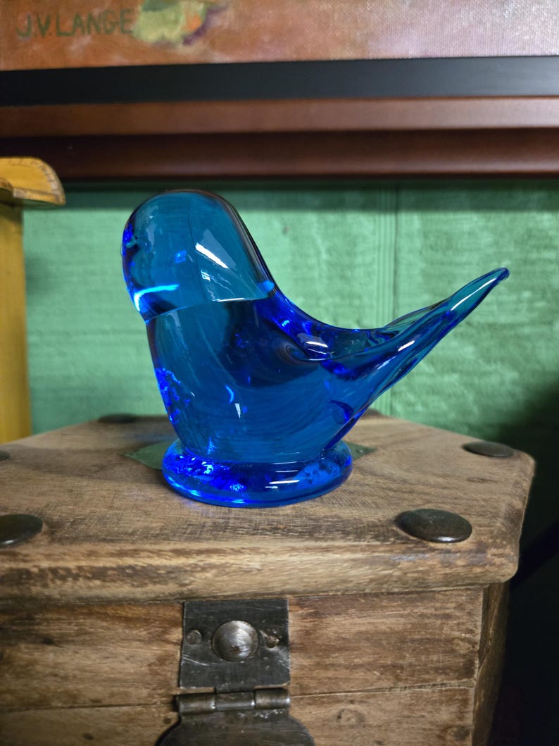 Bluebird of Happiness Vintage Made in USA Blown Glass Blue Bird Art ...