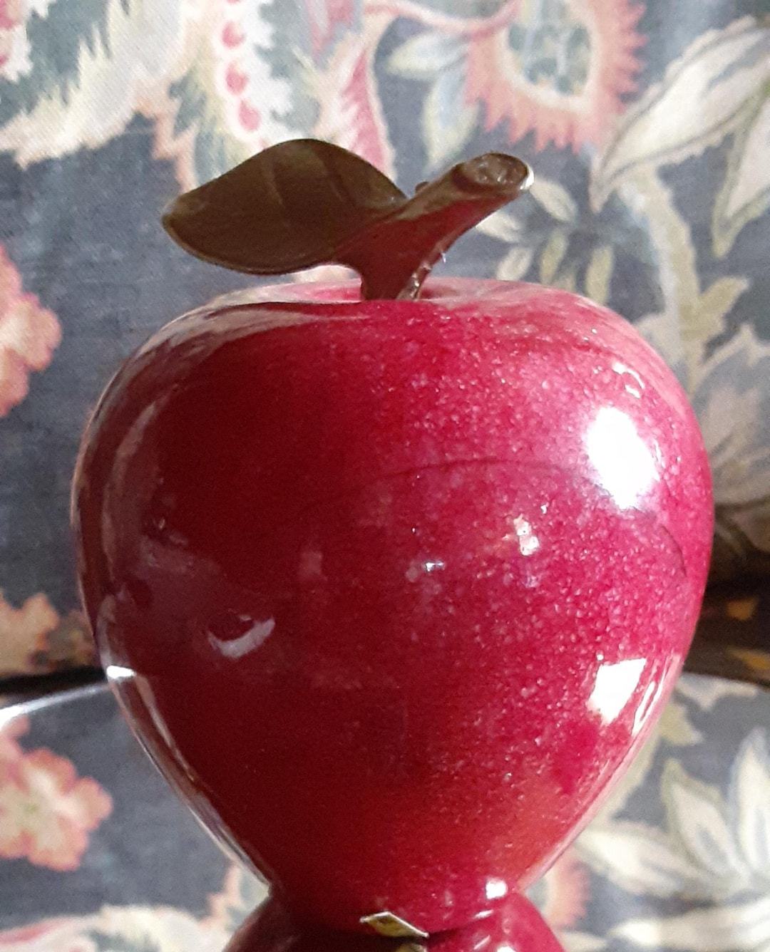 Vintage Alabaster Stone Apple With Brass Stem Stone Apple Alabaster ...