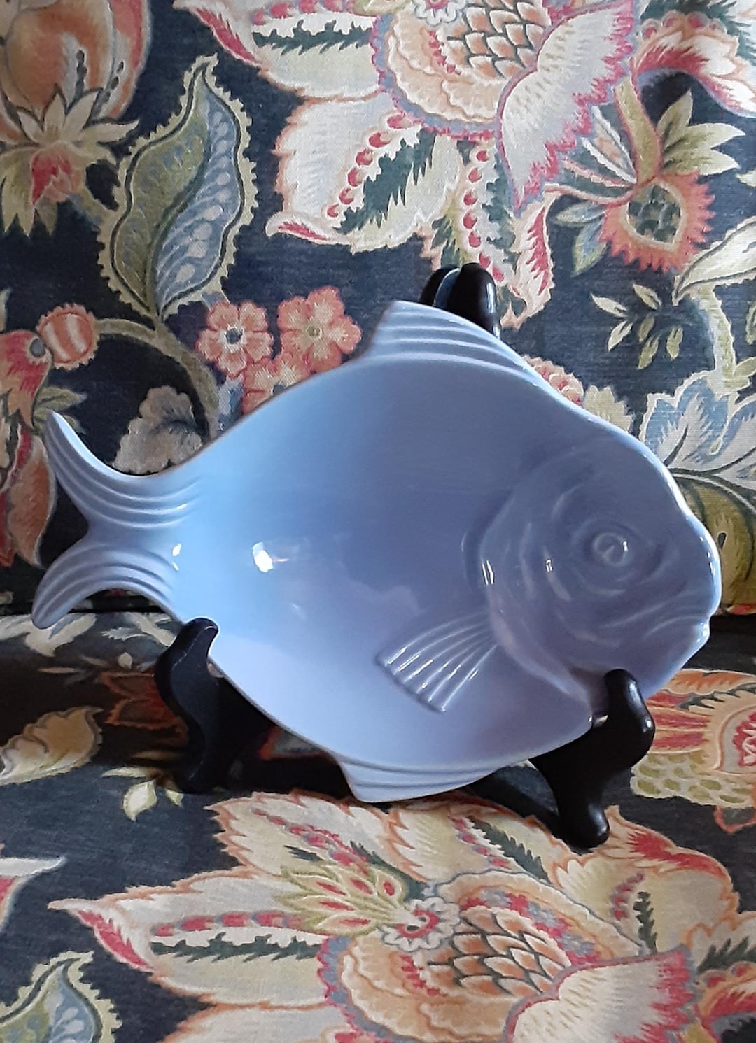 Vintage Hall Blue Ceramic Fish Dish 1217 Fish Trinket Dish Made in USA ...