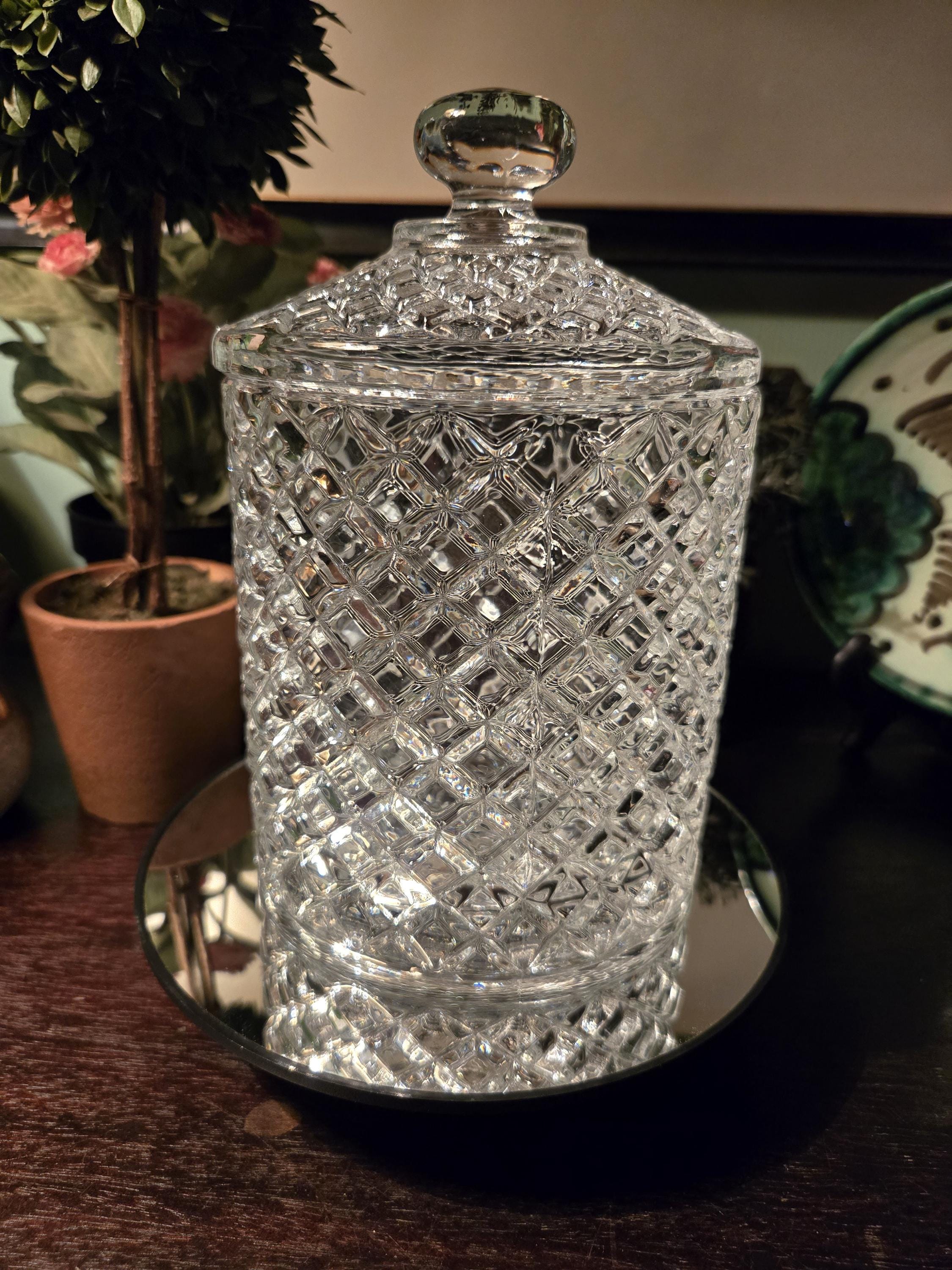Beautiful Vintage Pressed Glass Lidded Biscuit Jar Country Kitchen ...