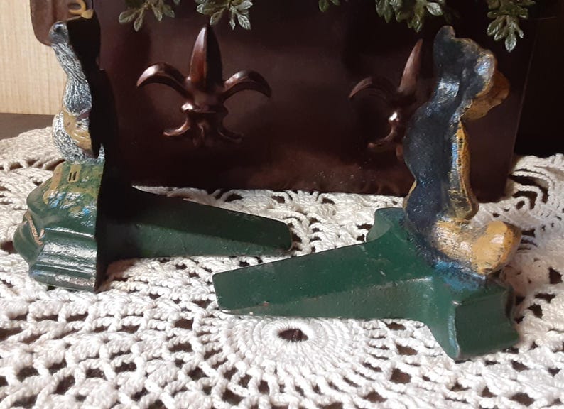 Cast Iron Painted Small Door Stop Teddy Bear and Mouse Vintage Cast ...