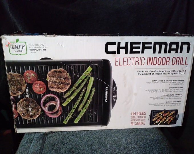 Chefman RJ23-SG Indoor Smokeless Electric Grill Black Brand New Never ...