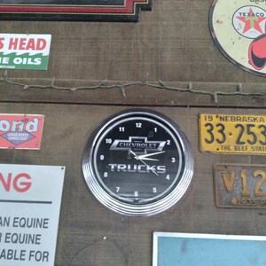 Vintage Chevrolet Trucks Hanging Neon Wall Clock Garage Decor Man Cave ...