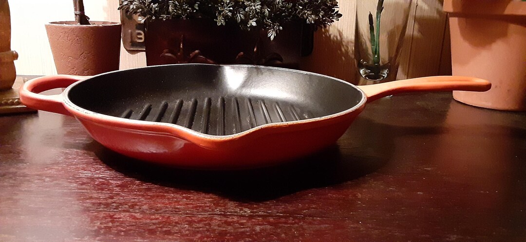 Vintage 10 1/4 Inch Le Creuset Grill Pan Skillet 26 Cast Iron Enamel ...