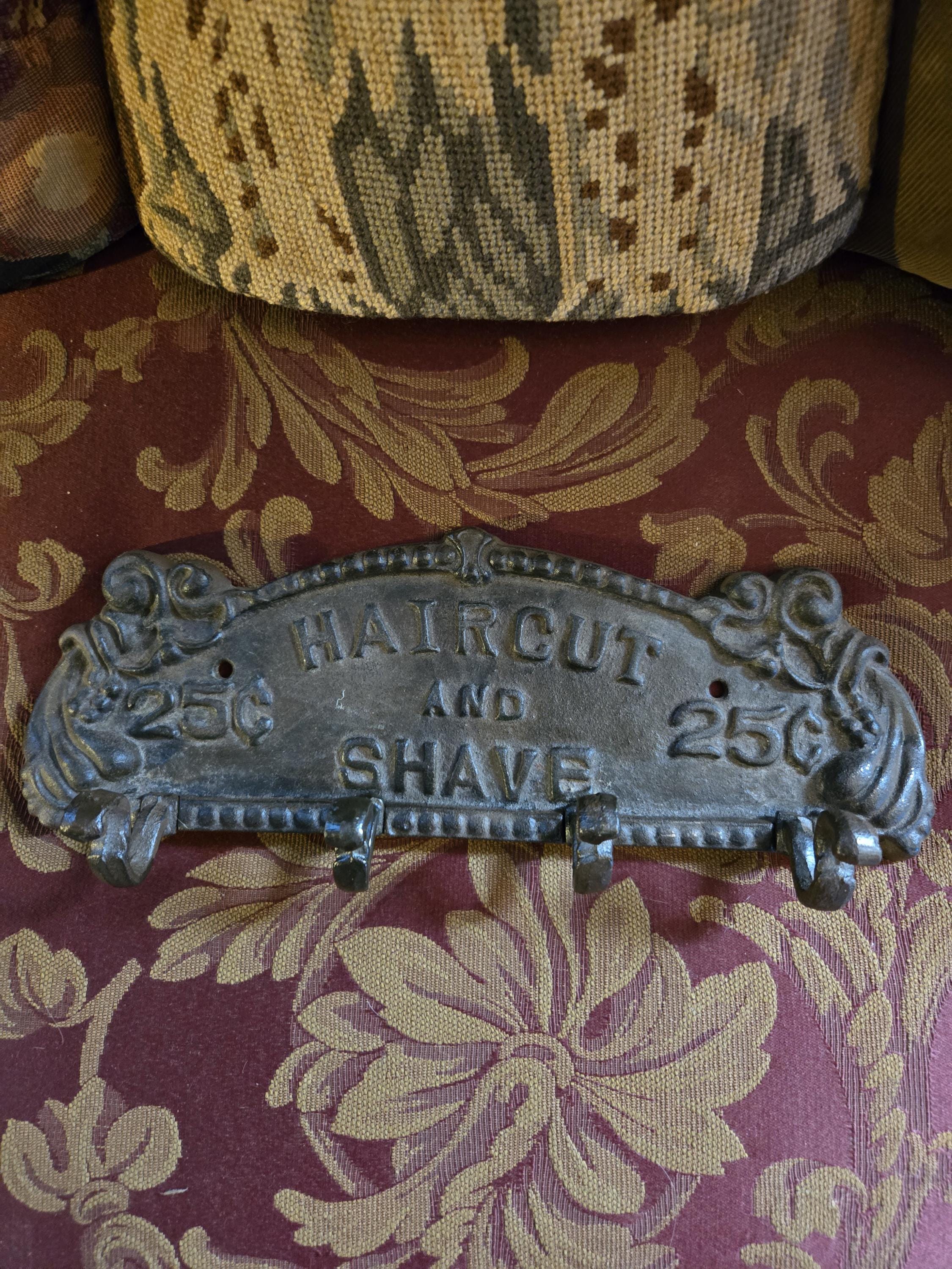 Vintage Cast Iron Haircut and Shave Wall Hook Barber Sign Hairdresser ...