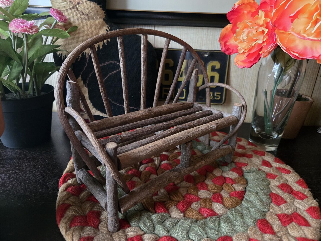 Bentwood/willow Wooden Doll's Bench Vintage Doll Furniture Country ...
