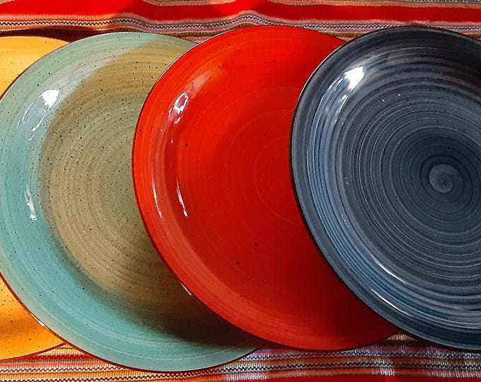 Set of 4 Gibson Dinner Plates Colorful Dinner Plates Solid Color Plates ...